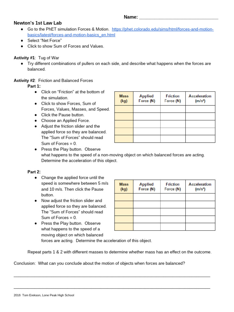 Name: - Newton's 1st Law Lab: Basics/latest/forces-And-Motion-Basics ...