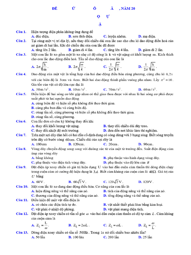 12A2 ĐỀ THI THỬ THPT QUỐC GIA LẦN 2 | PDF
