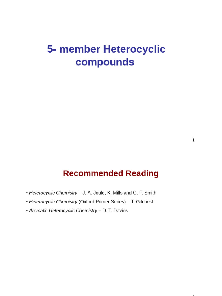 Five-Membered Heterocycles Overview | PDF | Heterocyclic Compound ...