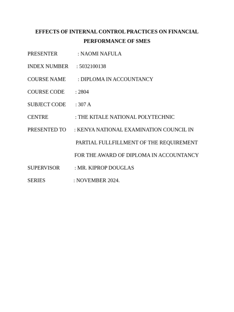 Project Naomi | PDF | Internal Control | Small And Medium Sized Enterprises