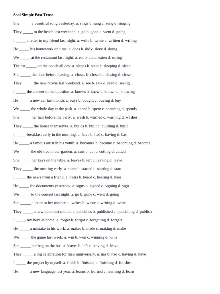 Simple Past Tense Practice Exercises | PDF | Language Arts & Discipline