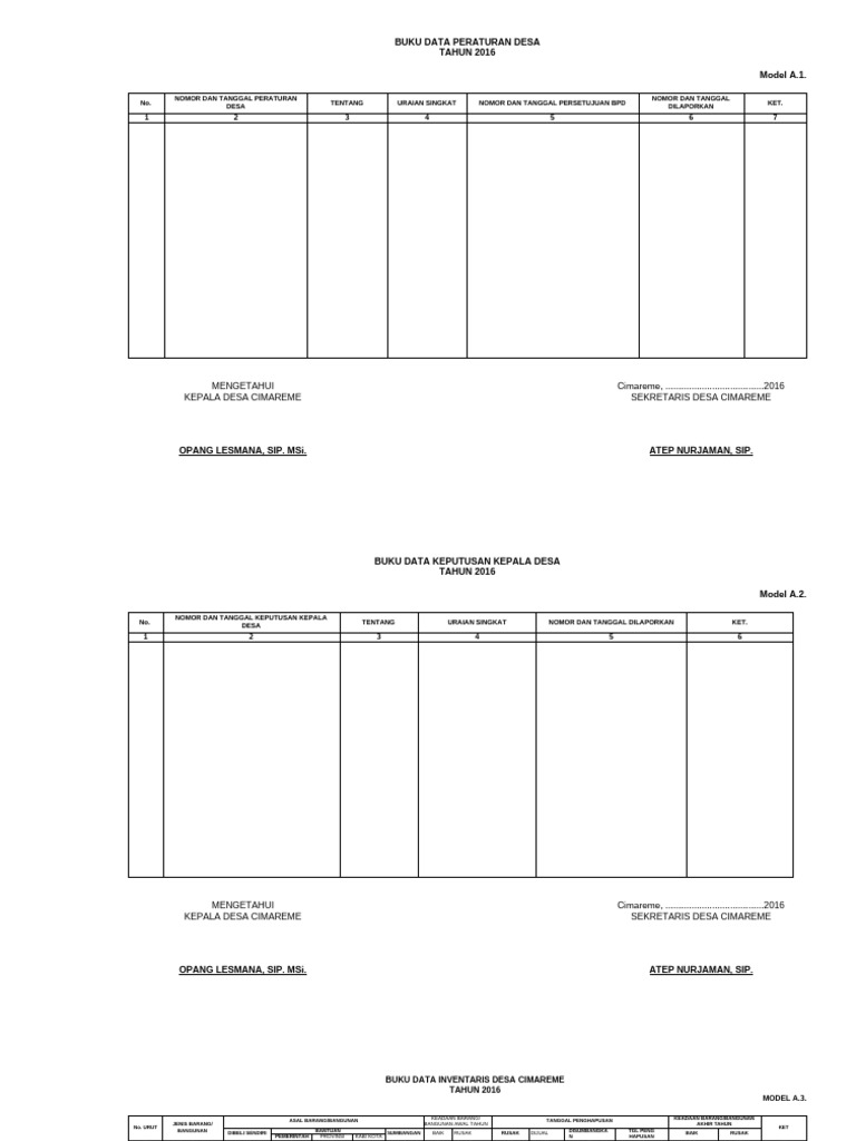 Buku Administrasi Desa | PDF