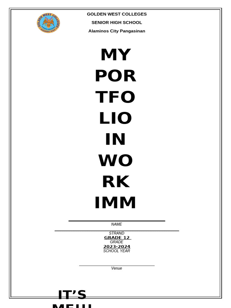 Grade 12 Work Immersion Portfolio | PDF
