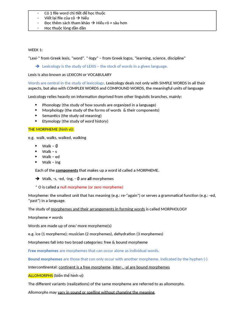 Lexicology | PDF | Word | Morphology (Linguistics)