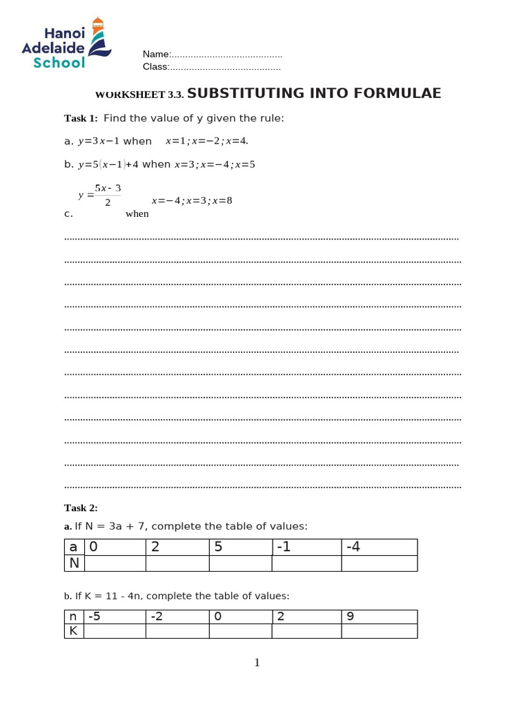 7HS.L3.4 Substituting | PDF