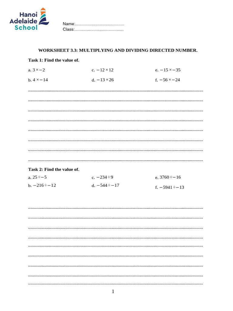 6HS.L3.3. Multiply and Divide Directed Number | PDF | Teaching Methods ...