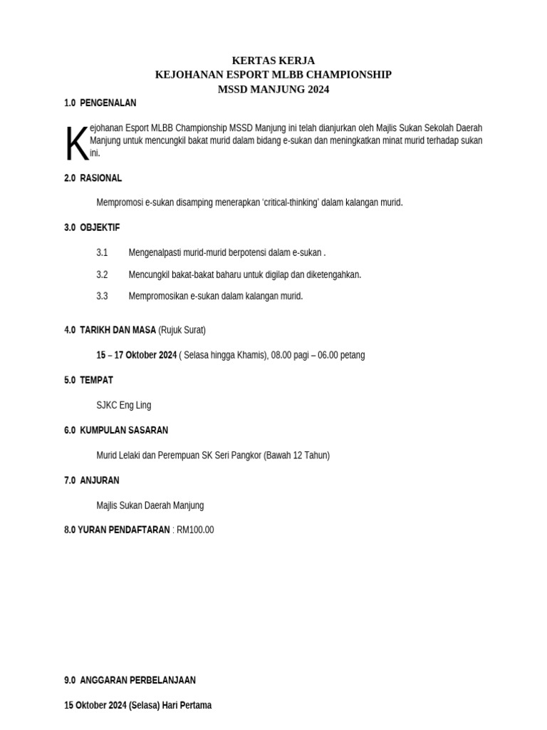 Kerta Kerja MLBB | PDF