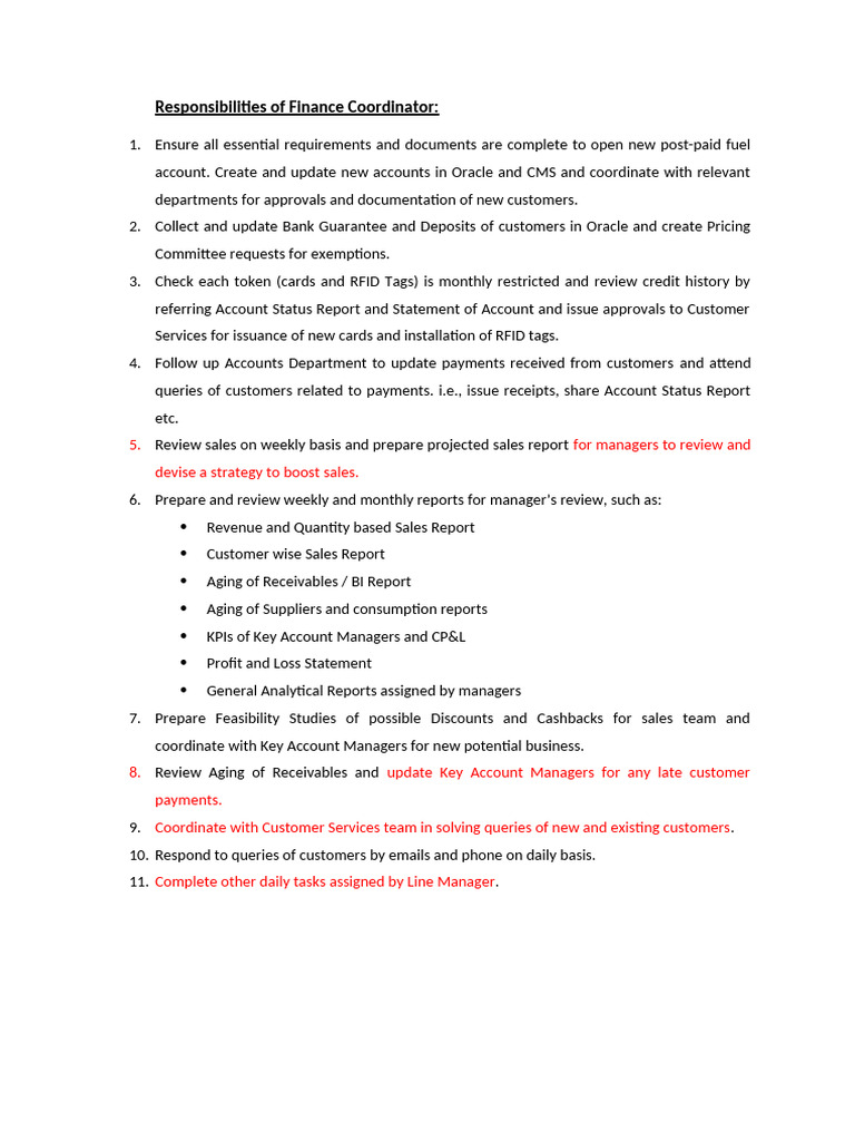 Base - Responsibilities of Finance | PDF