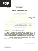 Barangay Clearance for Business Permit | PDF
