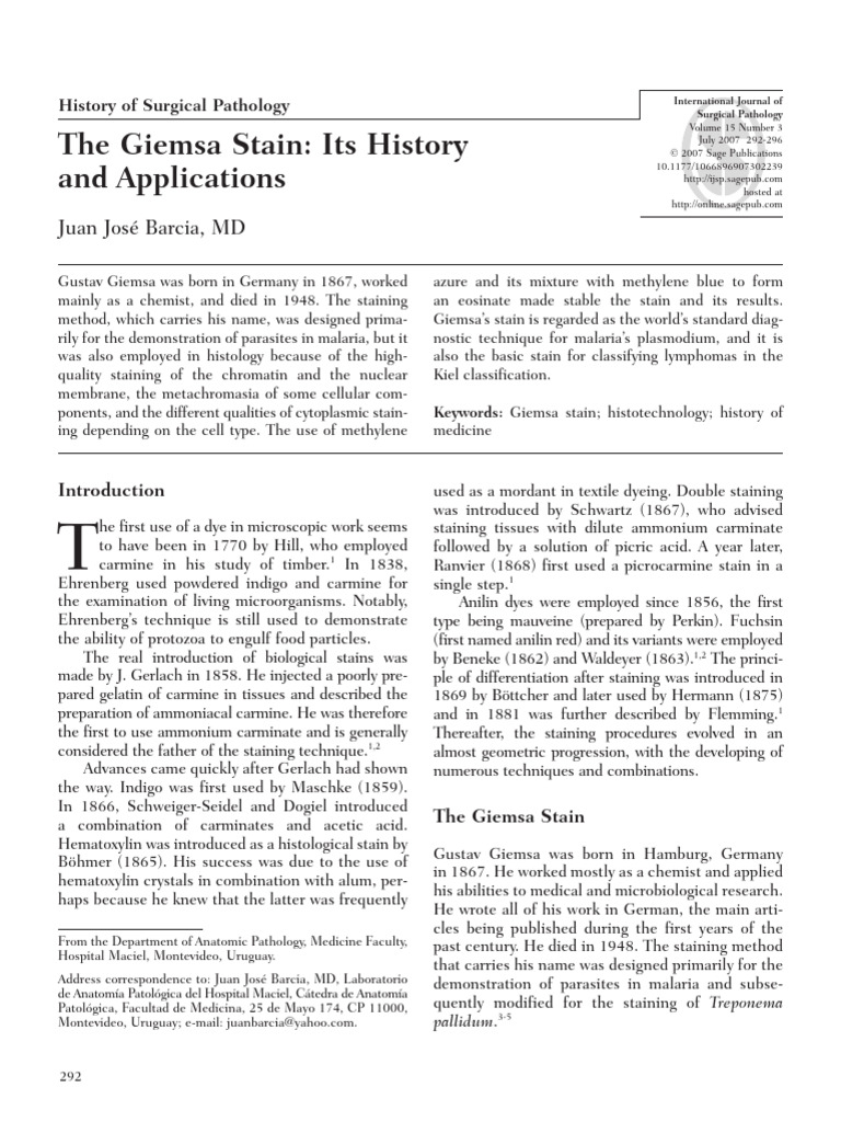 Barcia 2007 The Giemsa Stain Its History and Applications | PDF ...