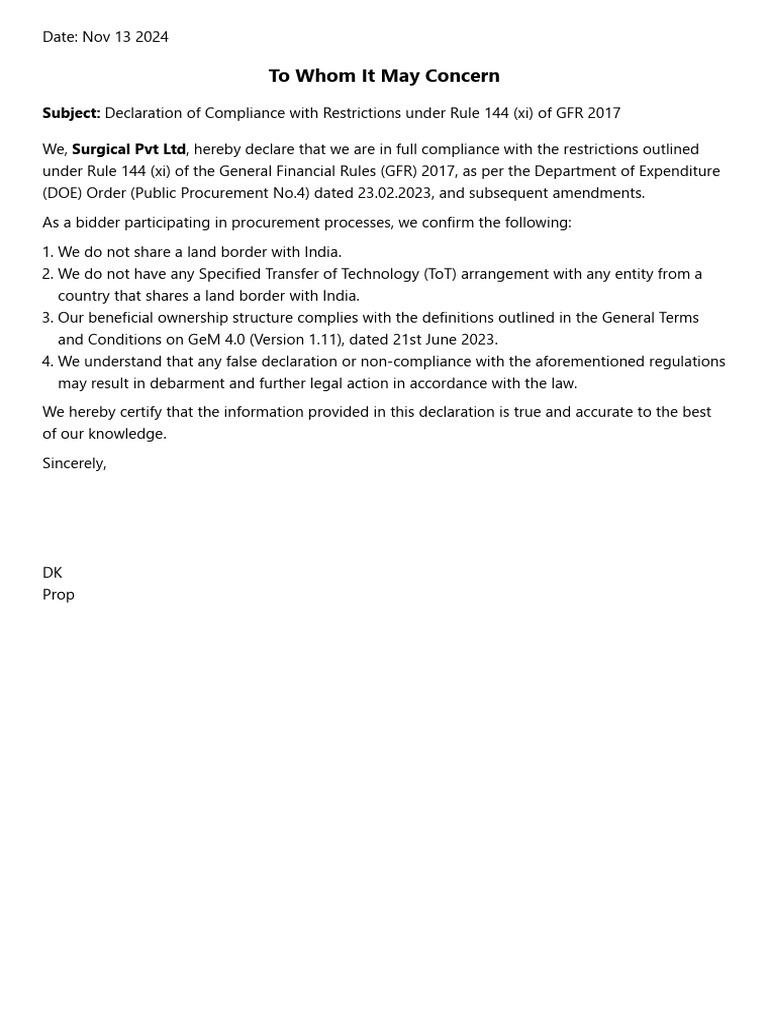 4 - Land Border Declaration Format | PDF