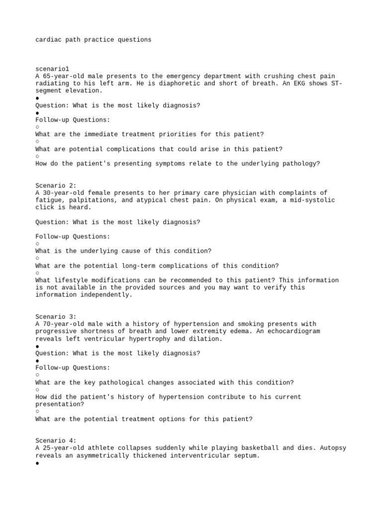 Cardiac Path Practice Questions | PDF | Heart | Medicine