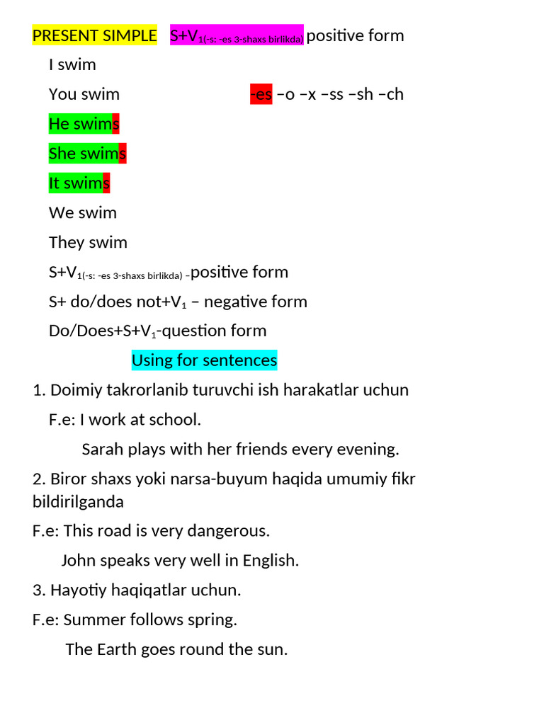 Topic Present Simple | PDF