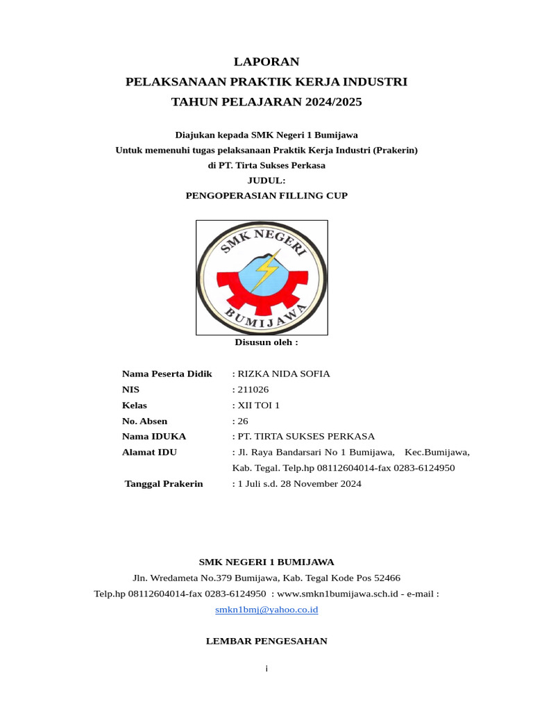 Laporan Rizka Nida Sofia | PDF | Karier & Perkembangan | Bisnis