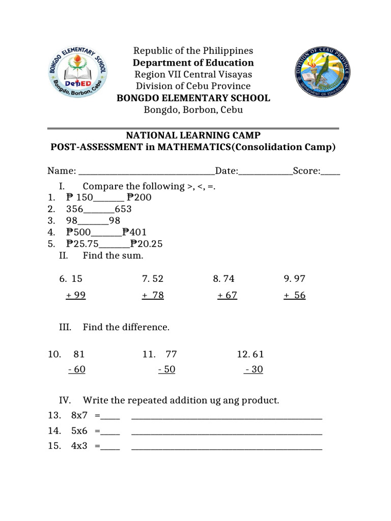 ADE 2-nlc Test in Math | PDF