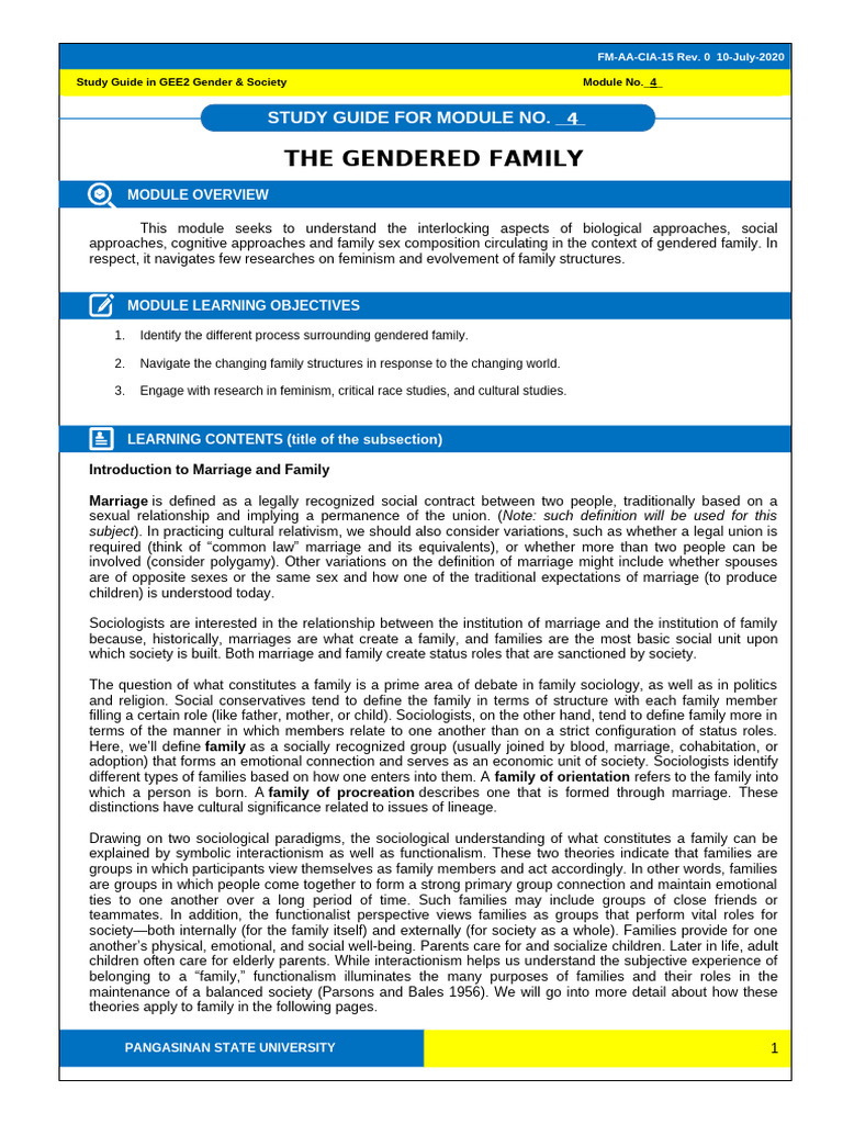GEE 2 Module 4 | PDF | Polygamy | Family