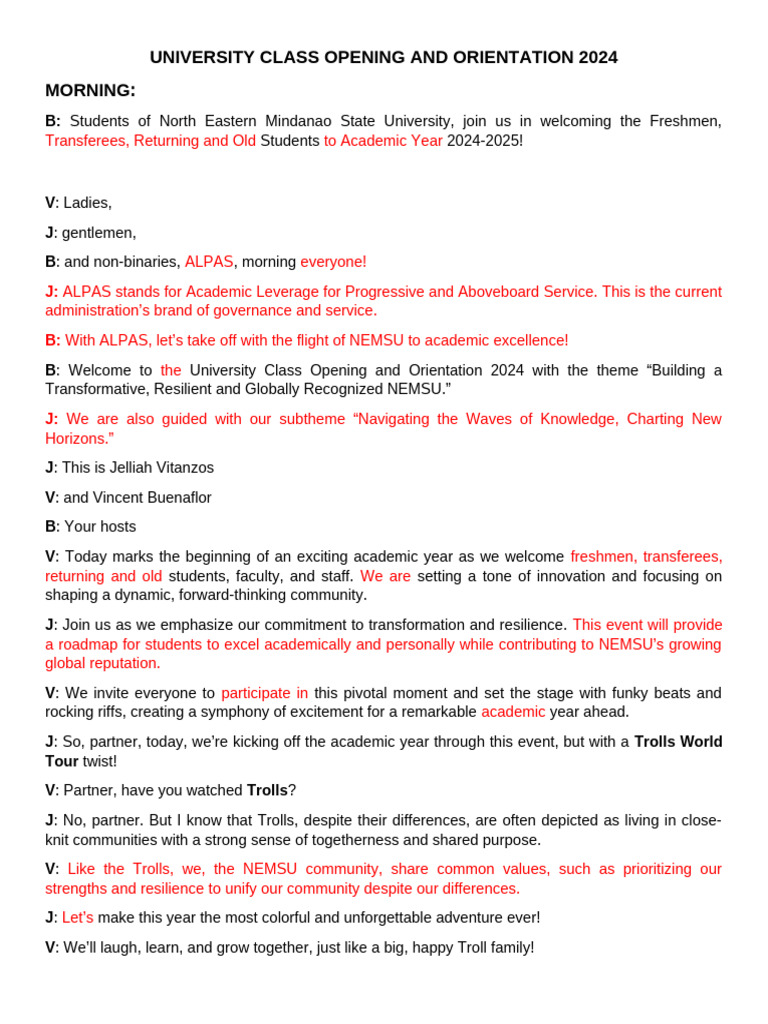 CLASS OPENING (SCRIPT) v1 | PDF