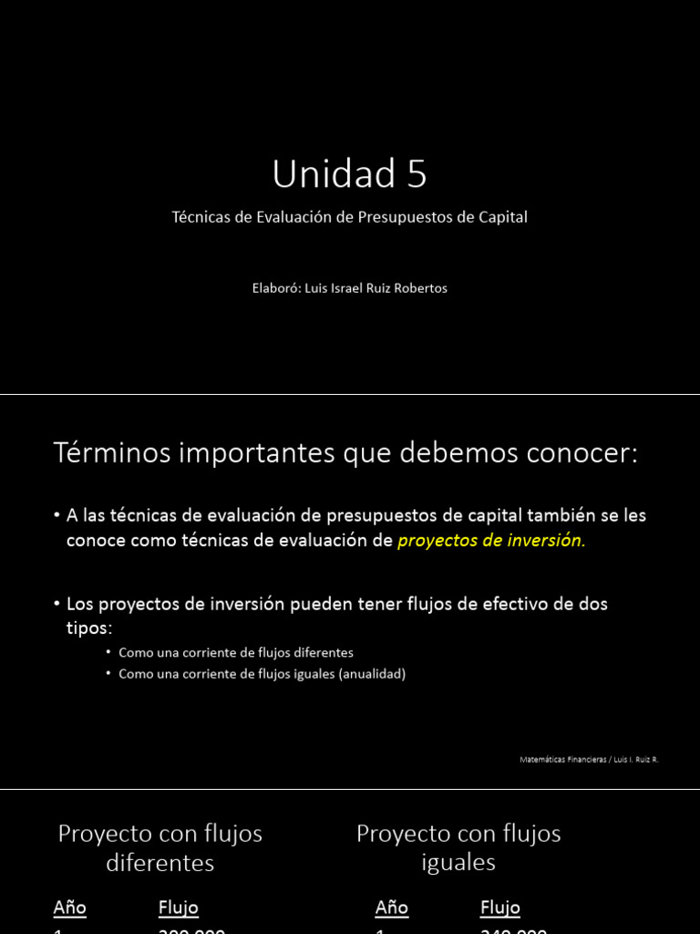 0 Tecnicas - Eval - Presup - C Intro Conceptos Basicos | PDF | Tasa interna de retorno ...