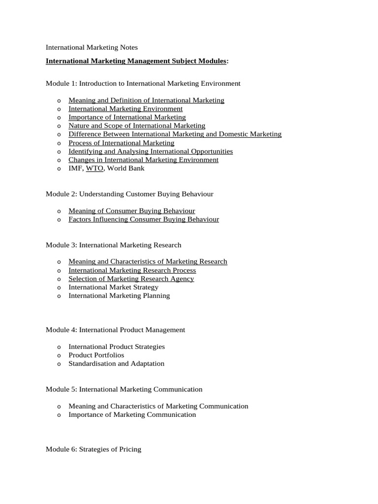 International Marketing Notes All Units | PDF | World Trade ...