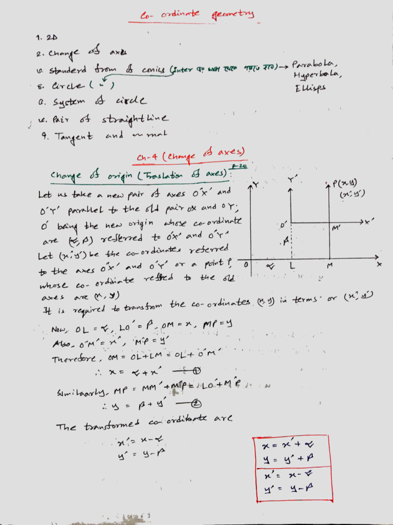 Change of Axis & Pair of Straight Line | PDF