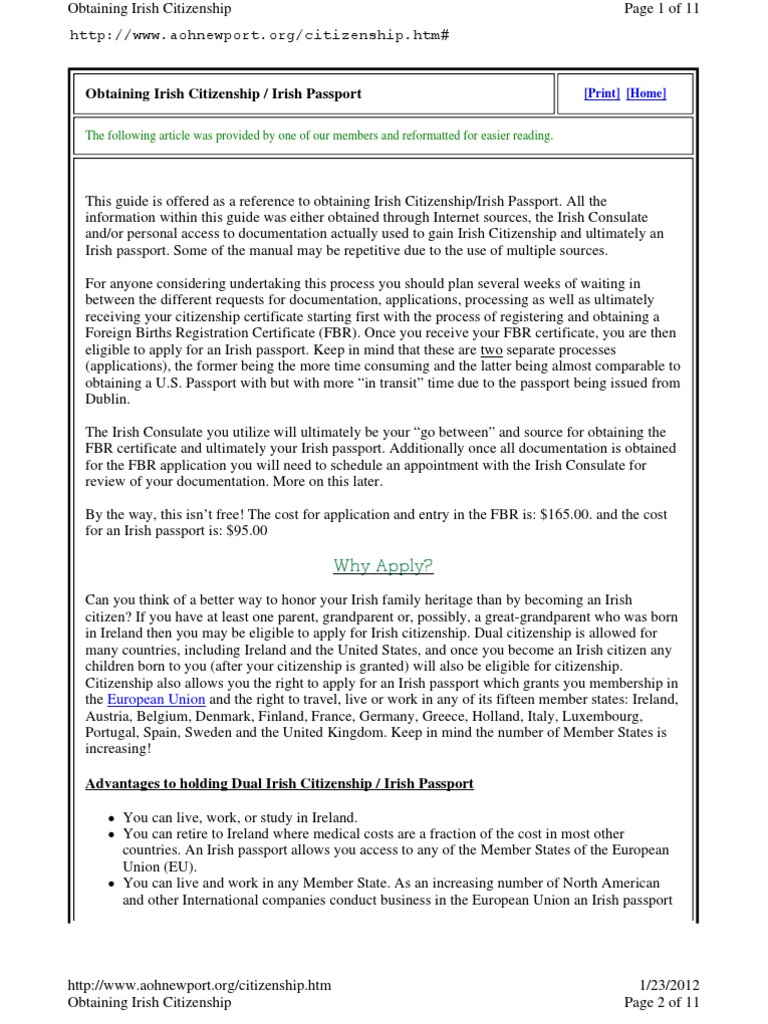 Irish Citizenship | Identity Document | Passport