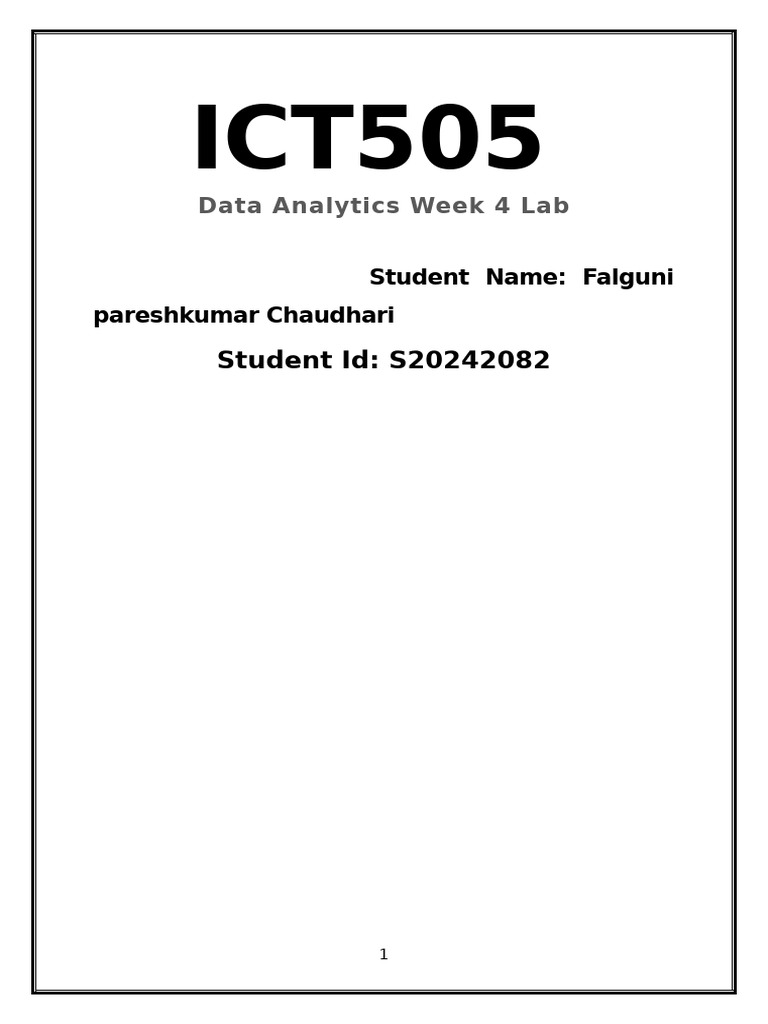 ICT505 Data Analytics Week - 4 | PDF | Statistics | Applied Mathematics