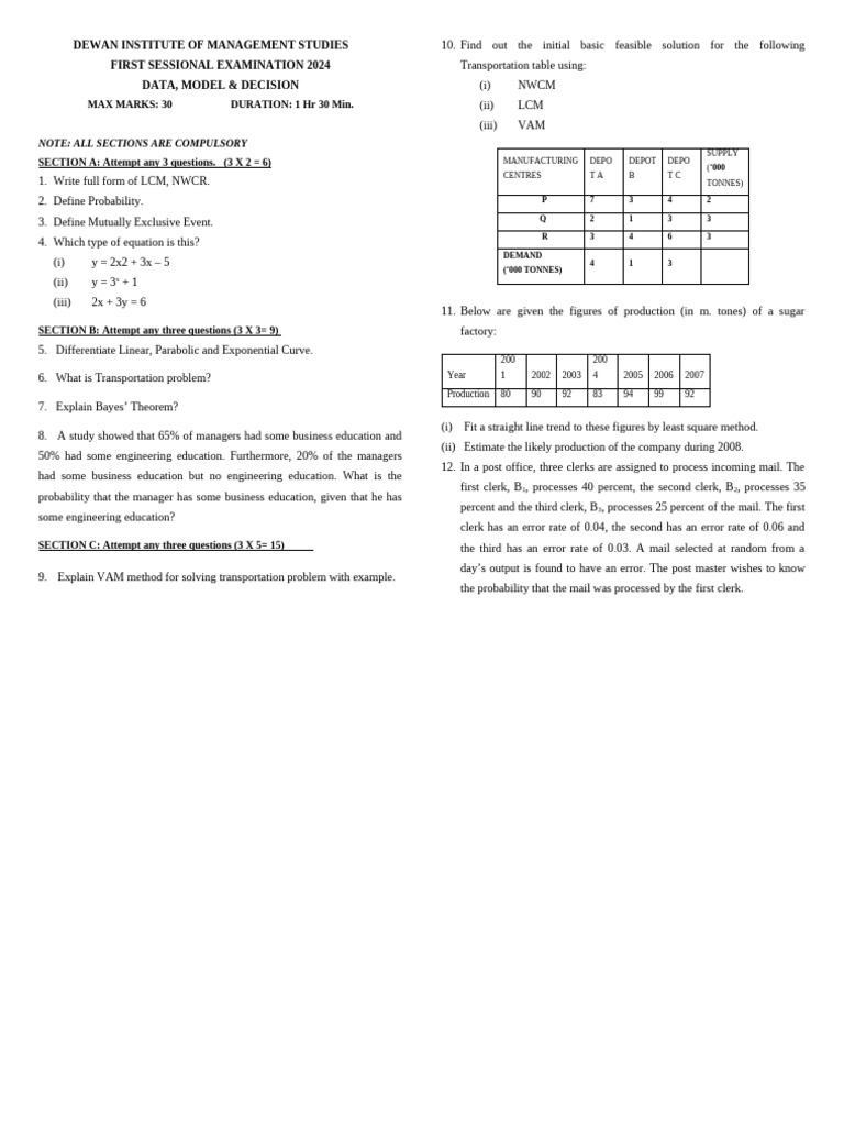 DMD Sessional 1 | PDF | Mathematical Analysis | Mathematics