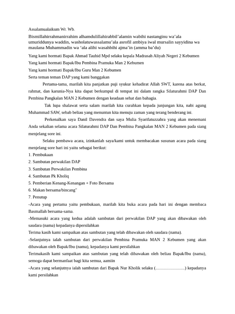 TEKS MC PERPISAHAN PAK OLIK New | PDF