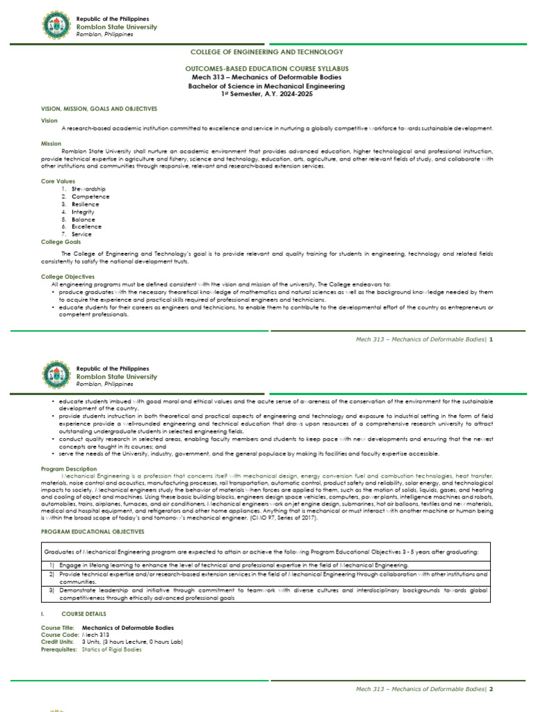 CS 24 25 Rev 2 Mech 313 Mechanics of Deformable Bodies | PDF ...