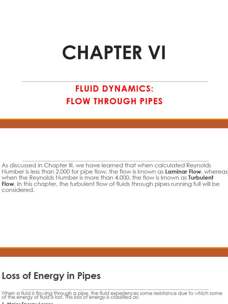 Fluid-Mechanics-Pipe-Flow-Chapter-VI-via Bluetooth | PDF | Fluid Dynamics | Reynolds Number