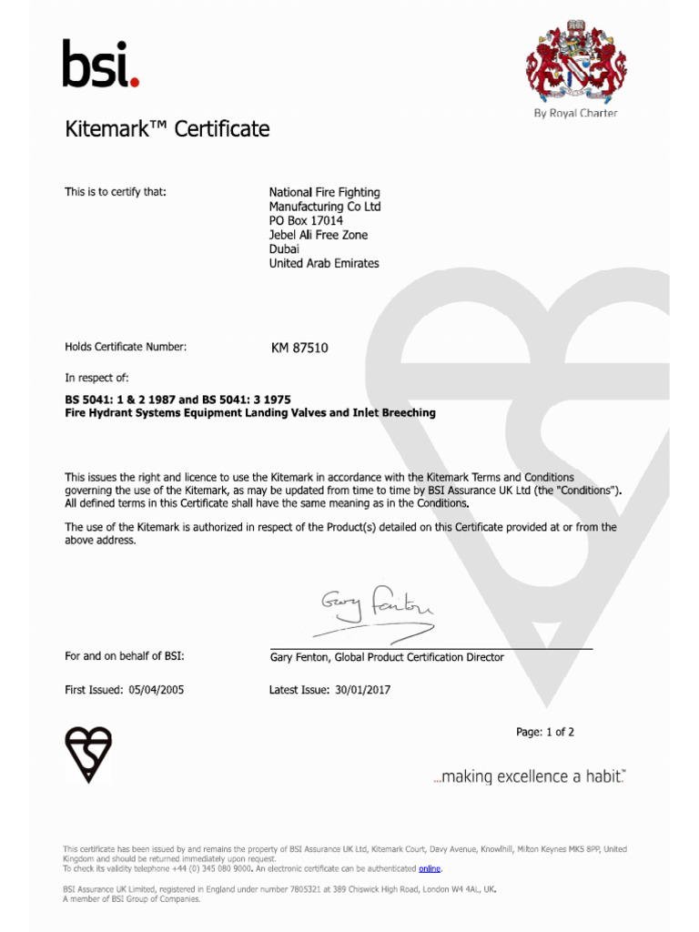 Kitemark Approval Certificate | PDF