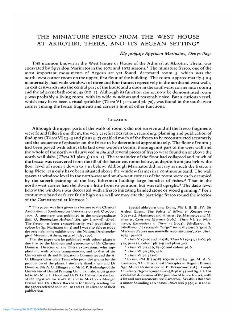 The Miniature Fresco From The West House at Akrotiri Thera and Its ...
