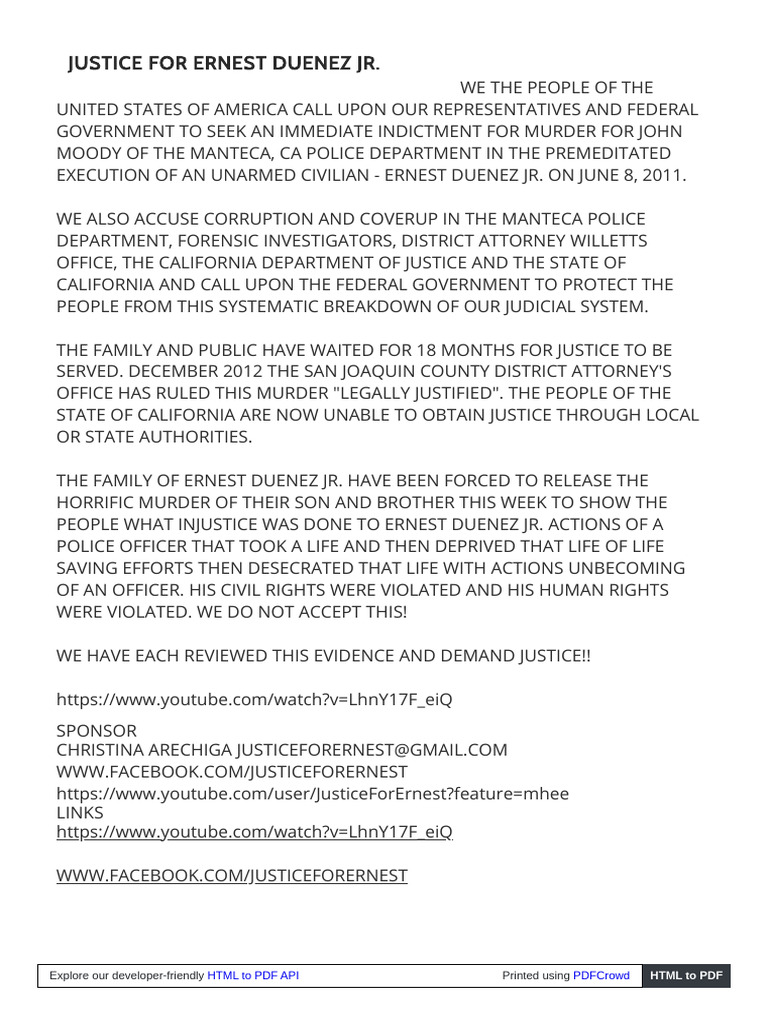 WWW Ipetitions Com Petition Justice For Ernest Duenez JR | PDF | Social ...