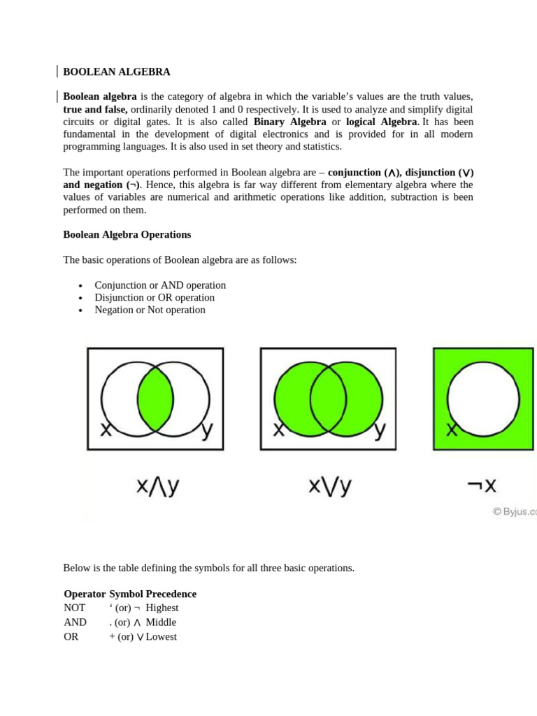 6 BOOLEAN ALGEBRA | PDF | Boolean Algebra | Teaching Mathematics