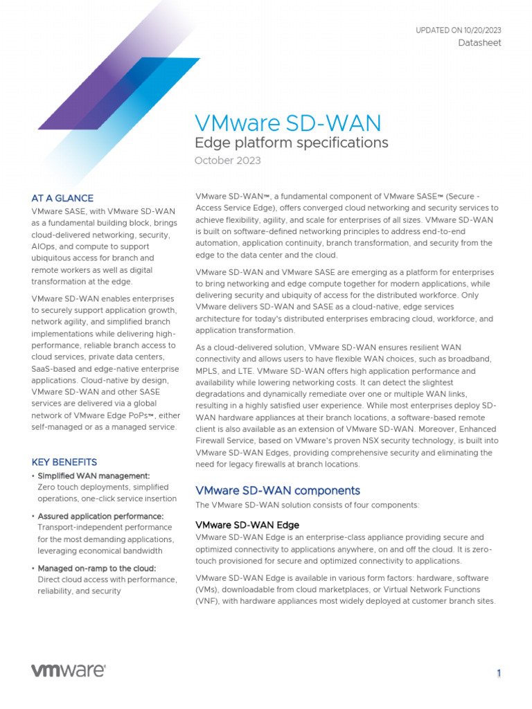 Sdwan 712 Edge Platform Spec Ds 1020 | PDF | Cloud Computing | Computer Network