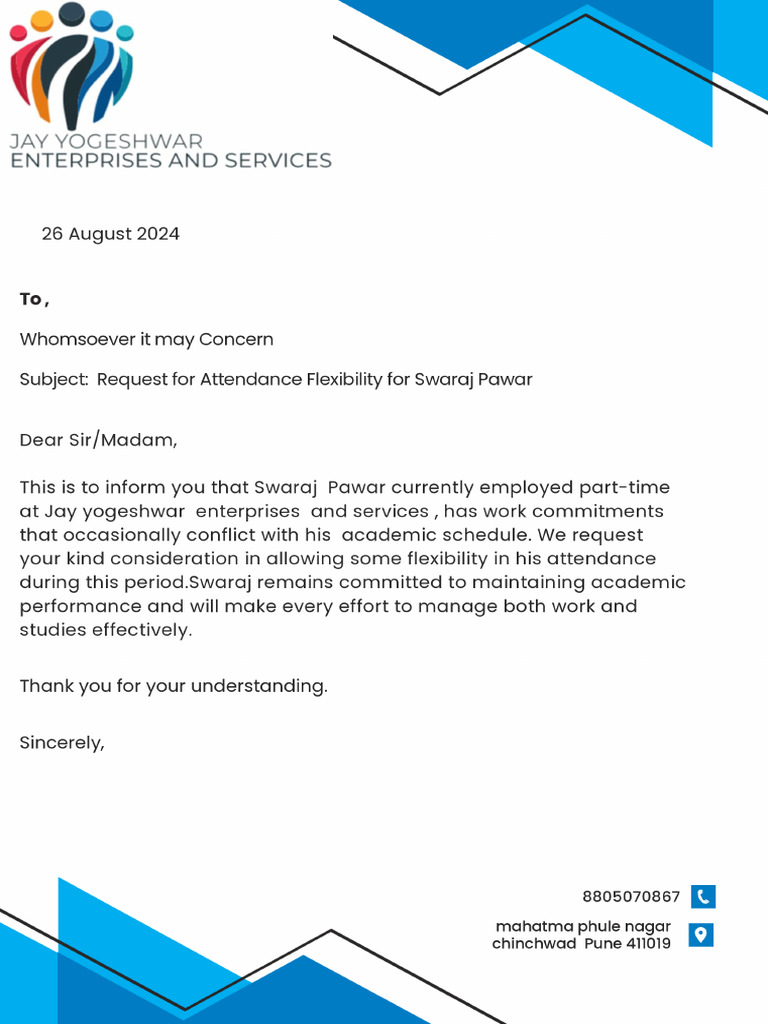 Blue and Black Corporate Simple Application Letter | PDF