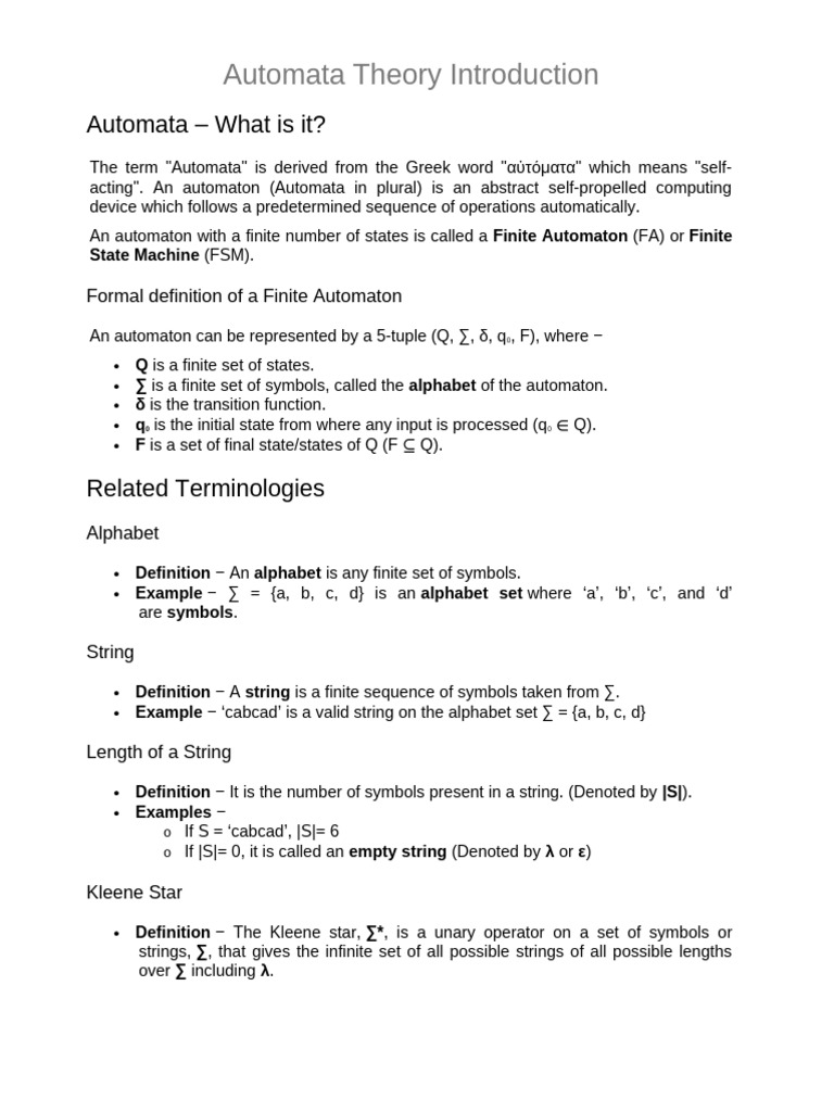 Automata Theory Introduction Book | PDF | String (Computer Science) | Syntax