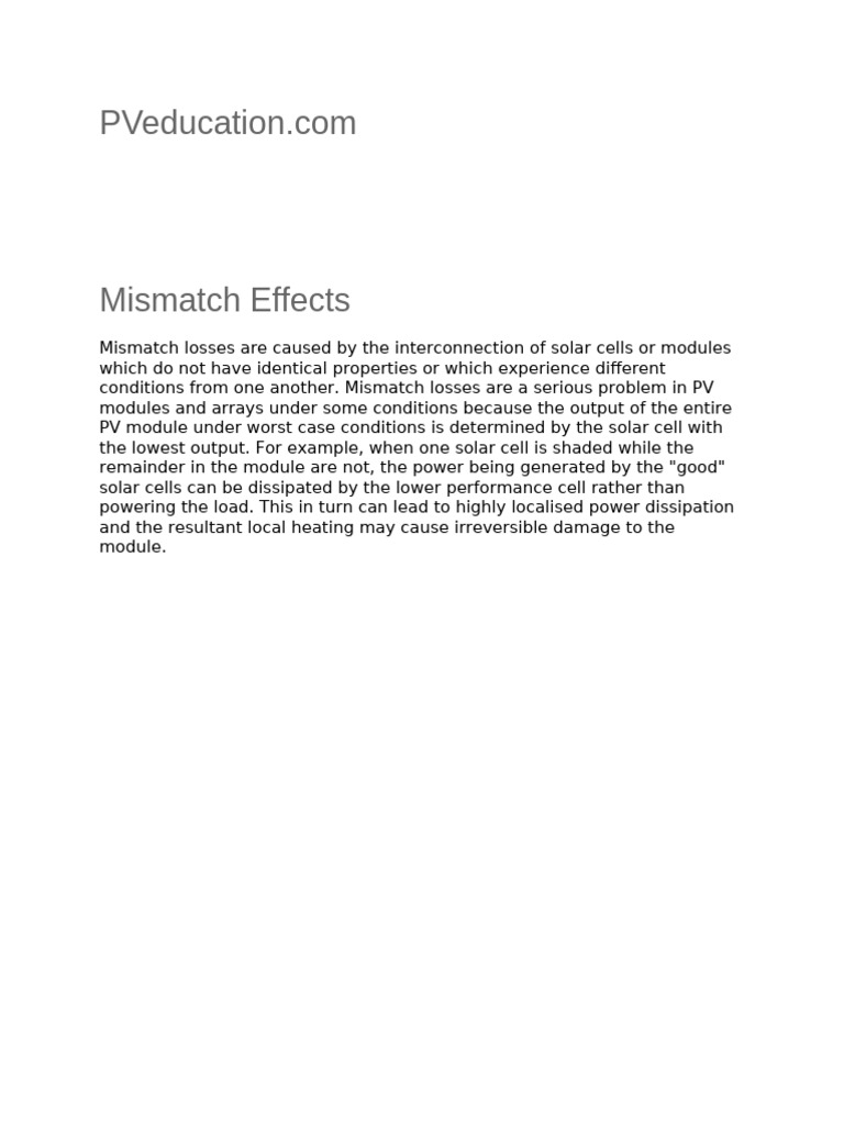 Understanding PV Mismatch Losses | PDF | Science & Mathematics