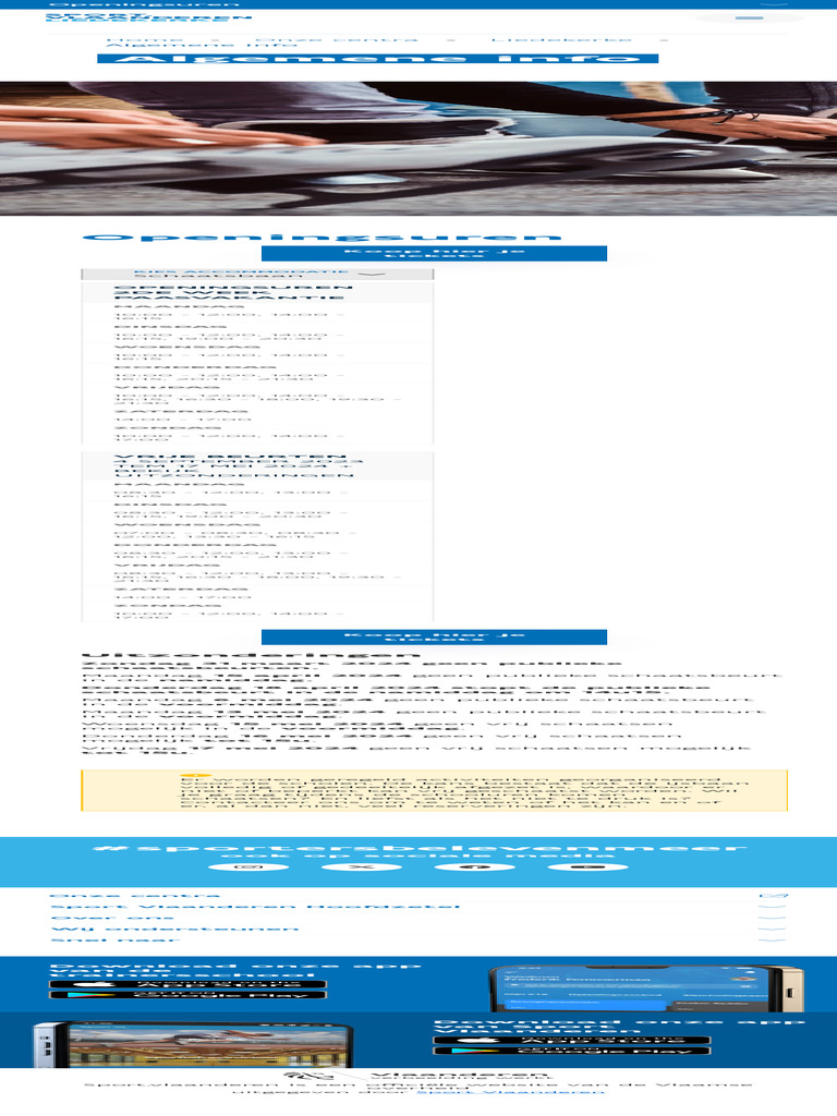 HTTPSWWW Sport Vlaanderenonze-Centraliedekerkealgemene-Infoopeningsuren | PDF