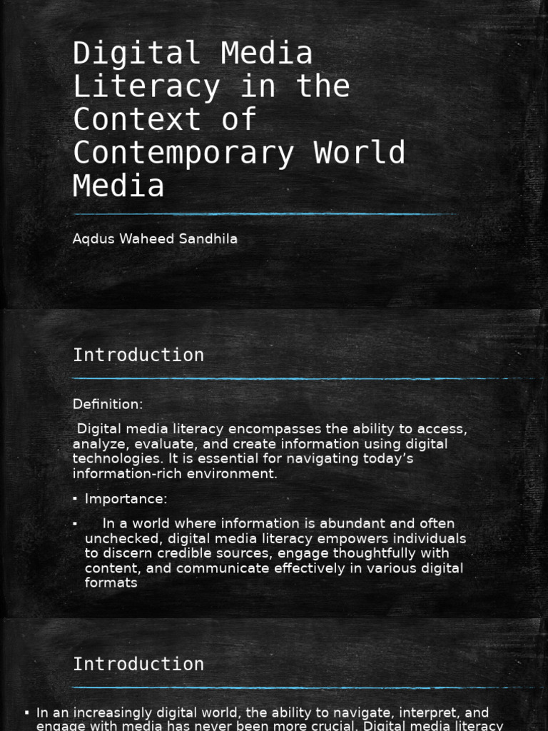 Digital Media Literacy in The Context of Contemporary | PDF | Literacy ...