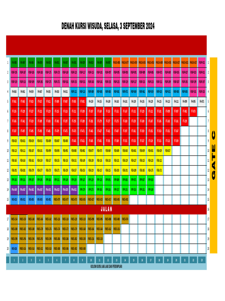 D1 - Denah Kursi Kolom Laki-Laki Dan Perempuan Gate C 03092024 | PDF