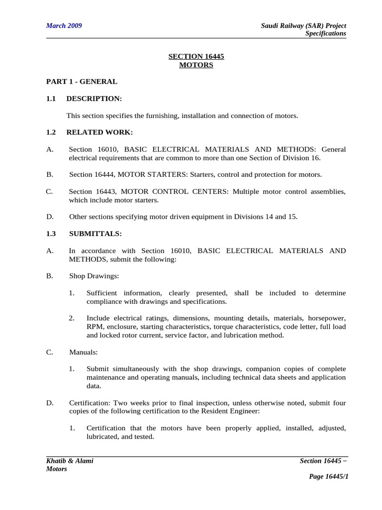 16445 - Motor | PDF | Electric Motor | Specification (Technical Standard)