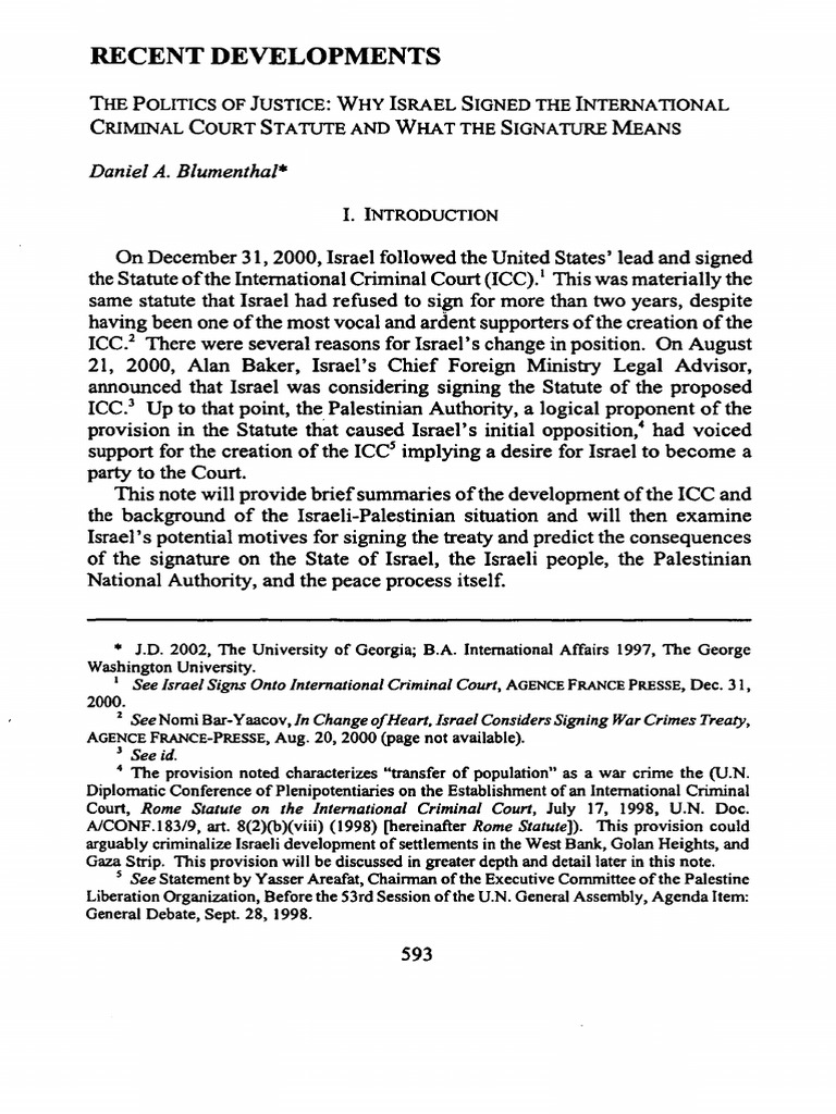 The Politics of Justice - Why Israel Signed The International Crim ...