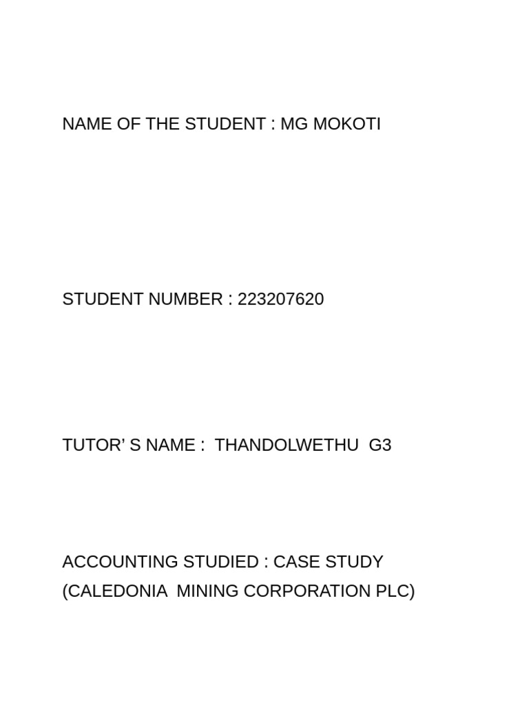 Acc Case Study Part 1 | PDF | Employment | Mining