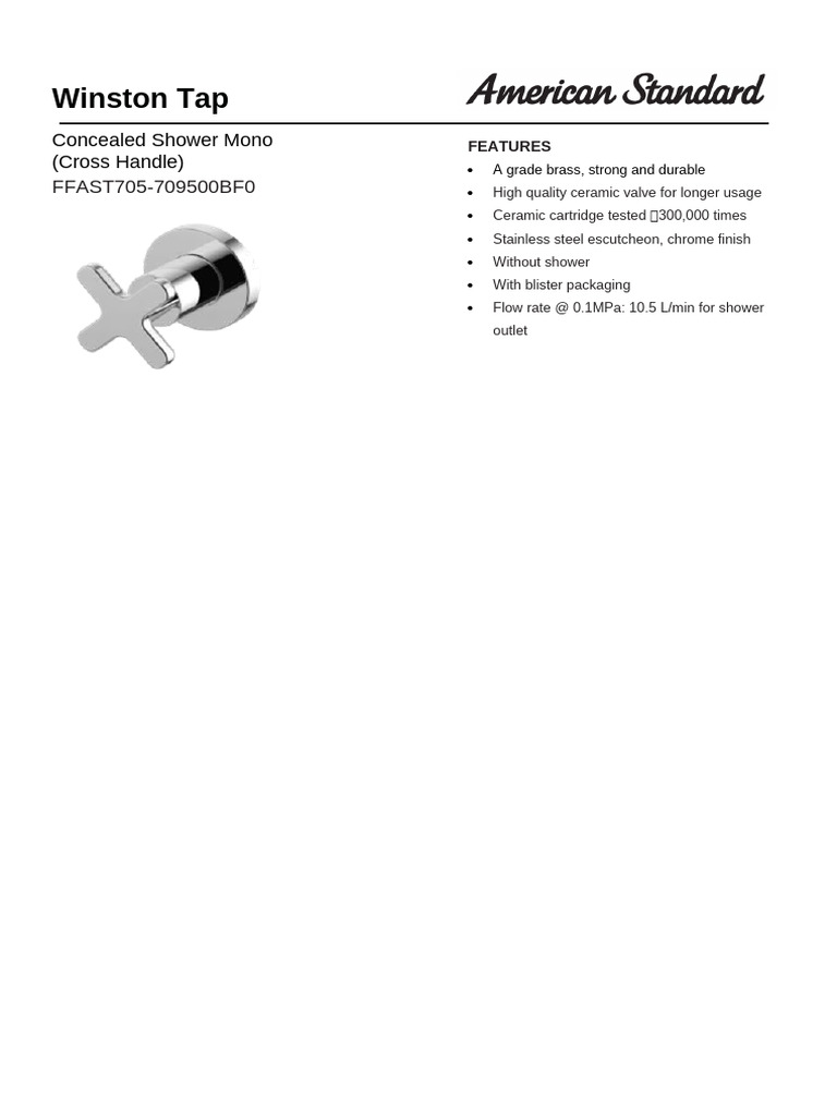 Winston Tap Concealed Shower Mono | PDF