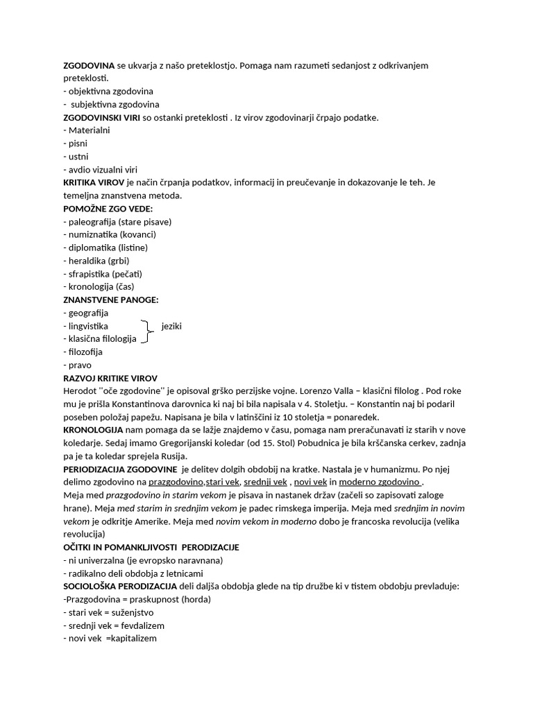 ZGODOVINA Prvi Del Gim | PDF