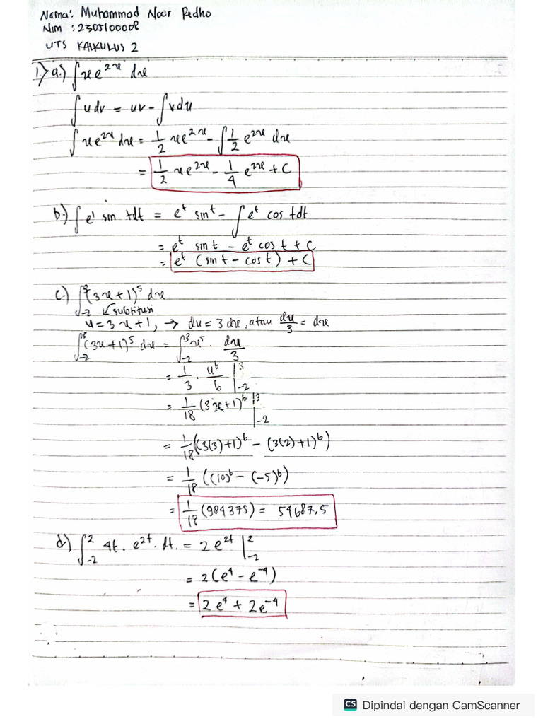 Muhammad Noor Ridho - UTS Kalkulus 2 | PDF