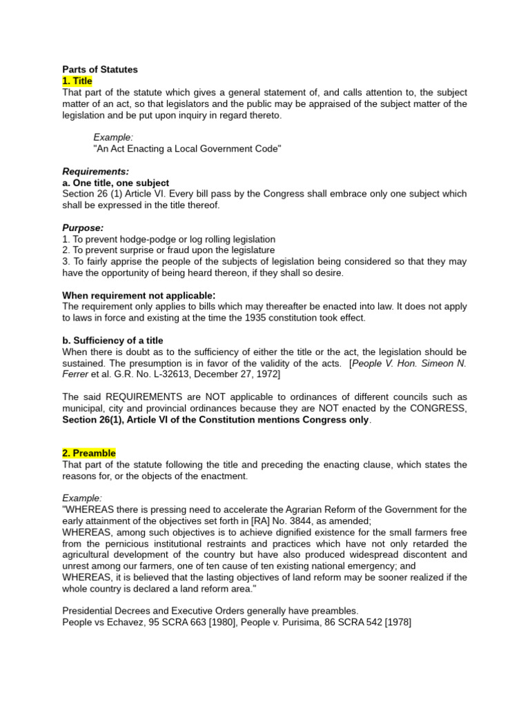 Parts of Statutes | PDF | Repeal | Government