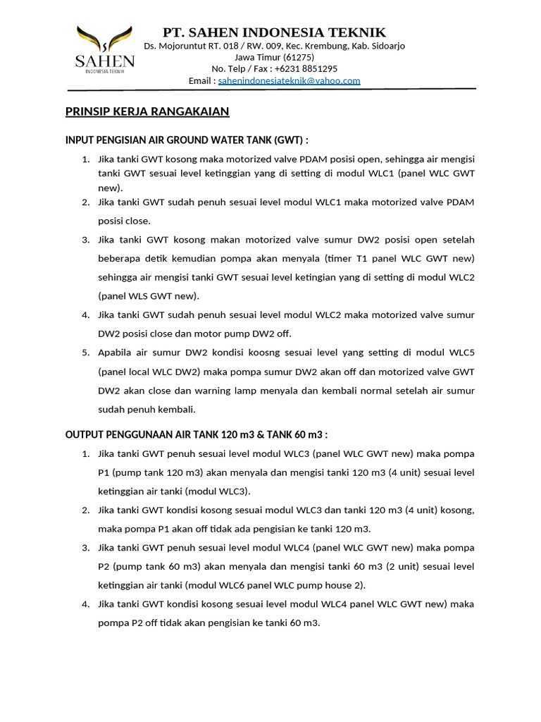 Prinsip Kerja GWT dan Pengisian Air | PDF