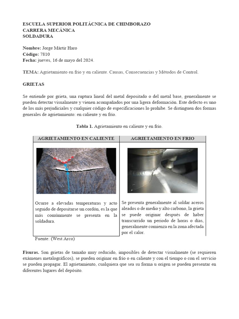 Haro Jorge_Agrietamiento en frío y caliente | PDF | Soldadura ... Haro Jorge_Agrietamiento en frío y caliente | PDF | Soldadura ...